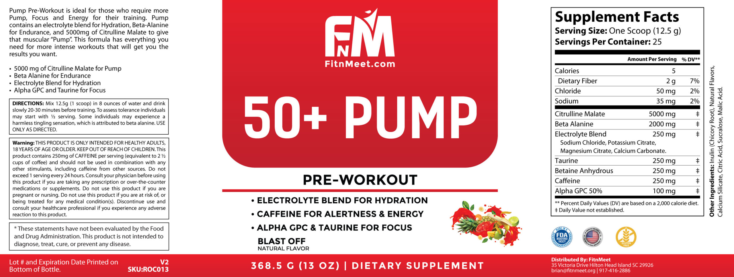 50+ Pre Workout - Blast Off Flavor - FitnMeet